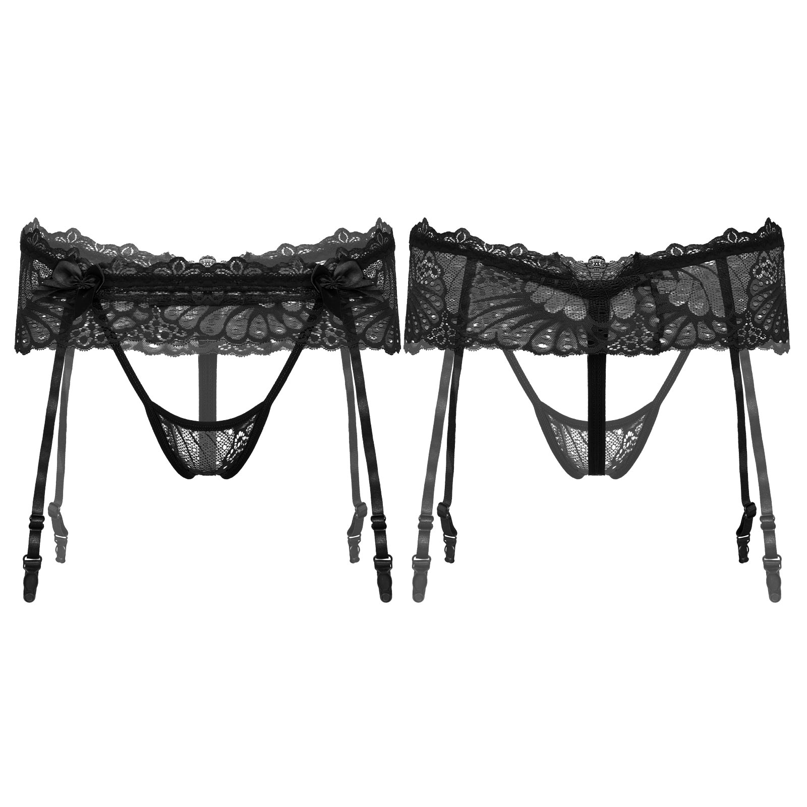 Crotchless Thong with Skirted Garter Belt | Free Shipping!